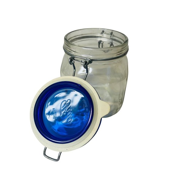 Fido | Kitchen | Vintage Italian Fido Mason Glass Jar With Cobalt Blue ...